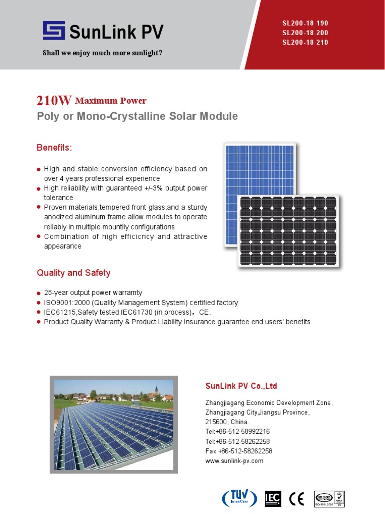 SL200 18 | PDF | Solar Panel | Electrical Engineering