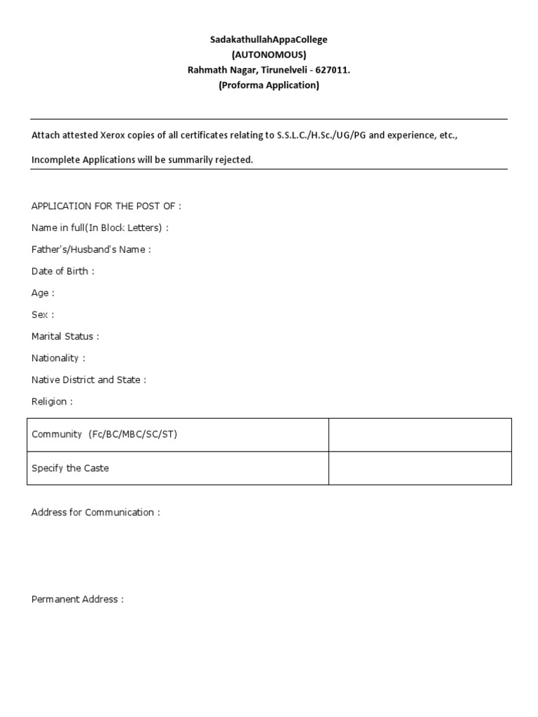 Proforma Application Aided | PDF
