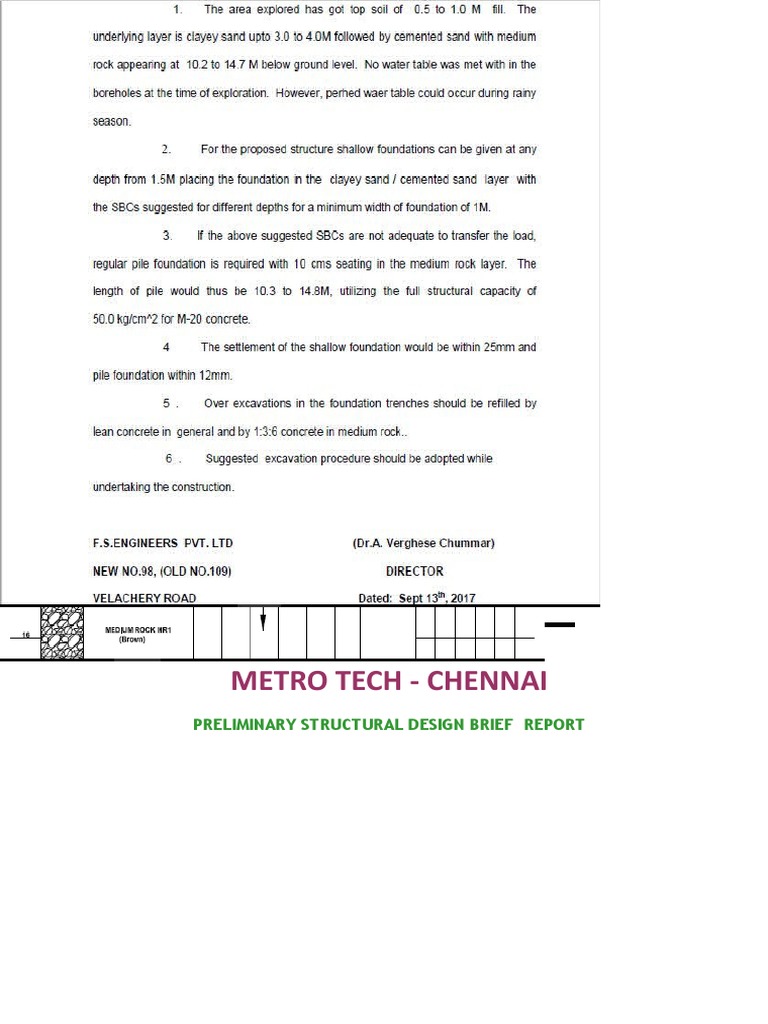Metro Tech - Chennai: Preliminary Structural Design Brief Report ...