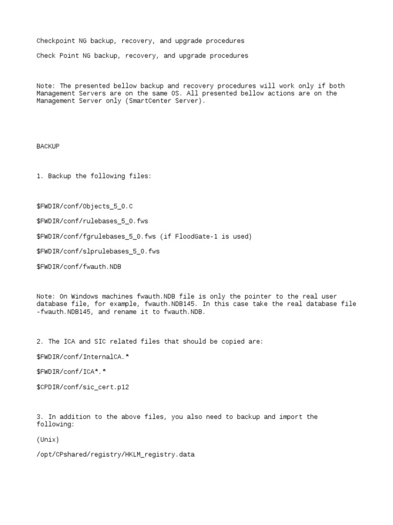 Checkpoint Upgrade | PDF | Backup | Filename