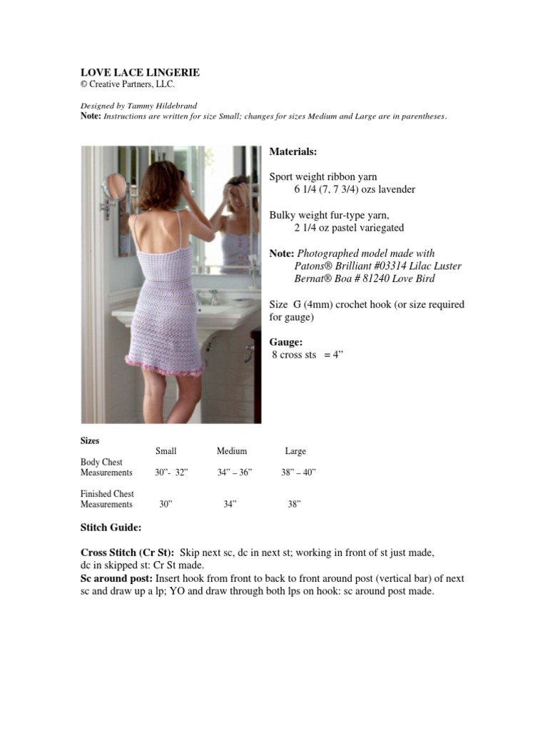 Love Lace Lingerie | PDF | Crochet | Yarn