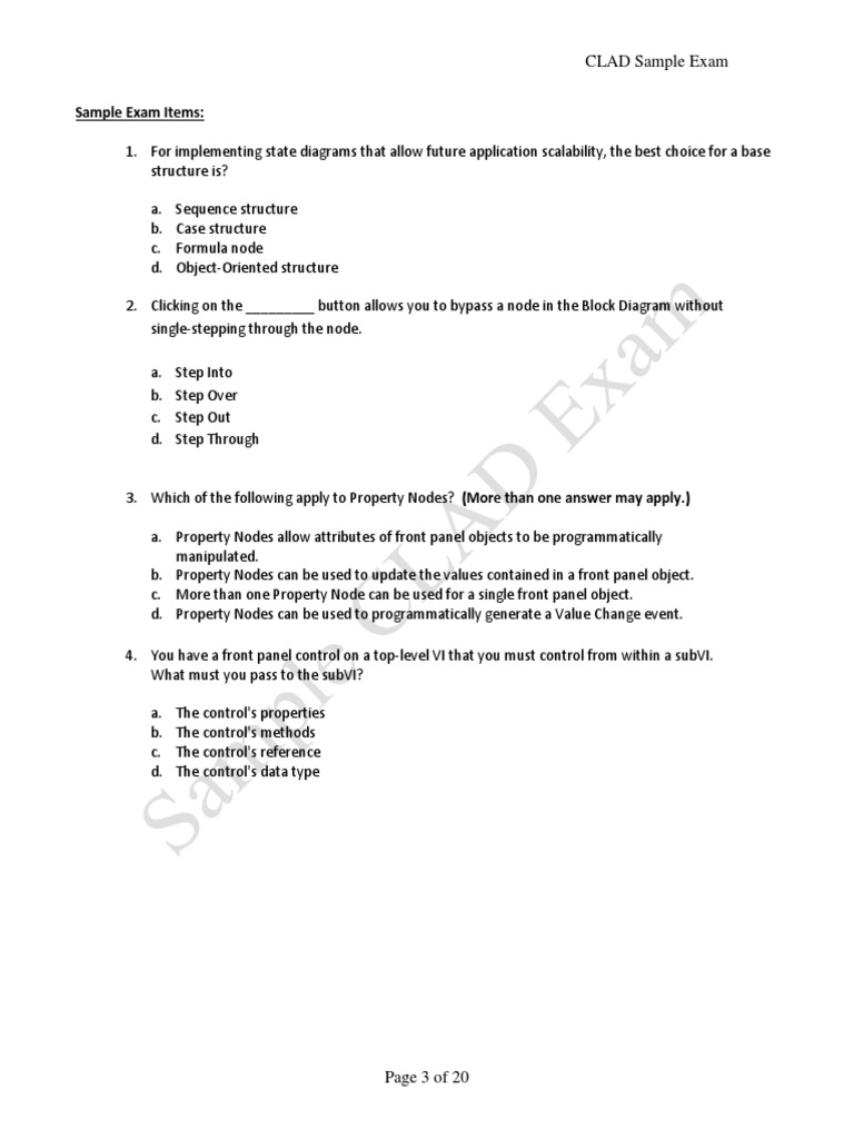CLAD Sample Exam-1 | PDF | Array Data Structure | Control Flow