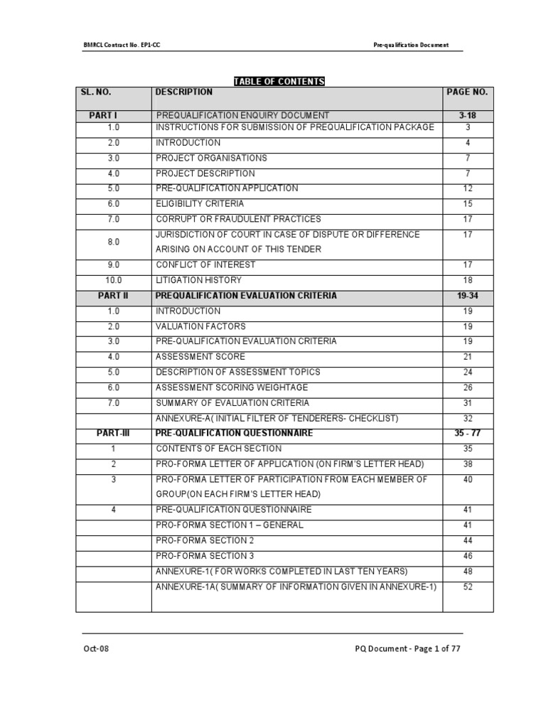 BMRCL - Ep1 PQ Docs | PDF | Electrical Substation | Joint Venture
