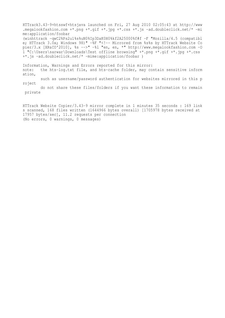 HTTrack 3.43-9 Website Mirror Report | PDF | Computers