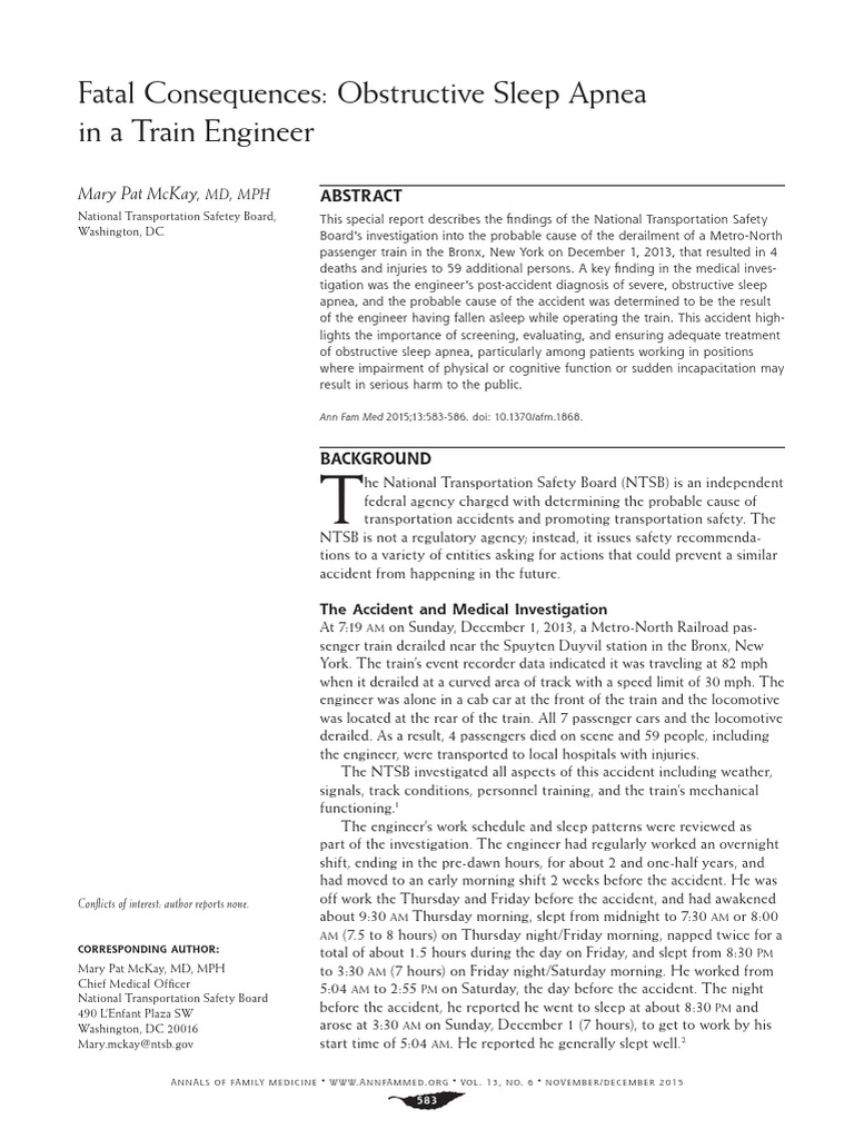 Fatal Consequences Obstructive Sleep Apnea | PDF | Sleep Apnea | Sleep ...