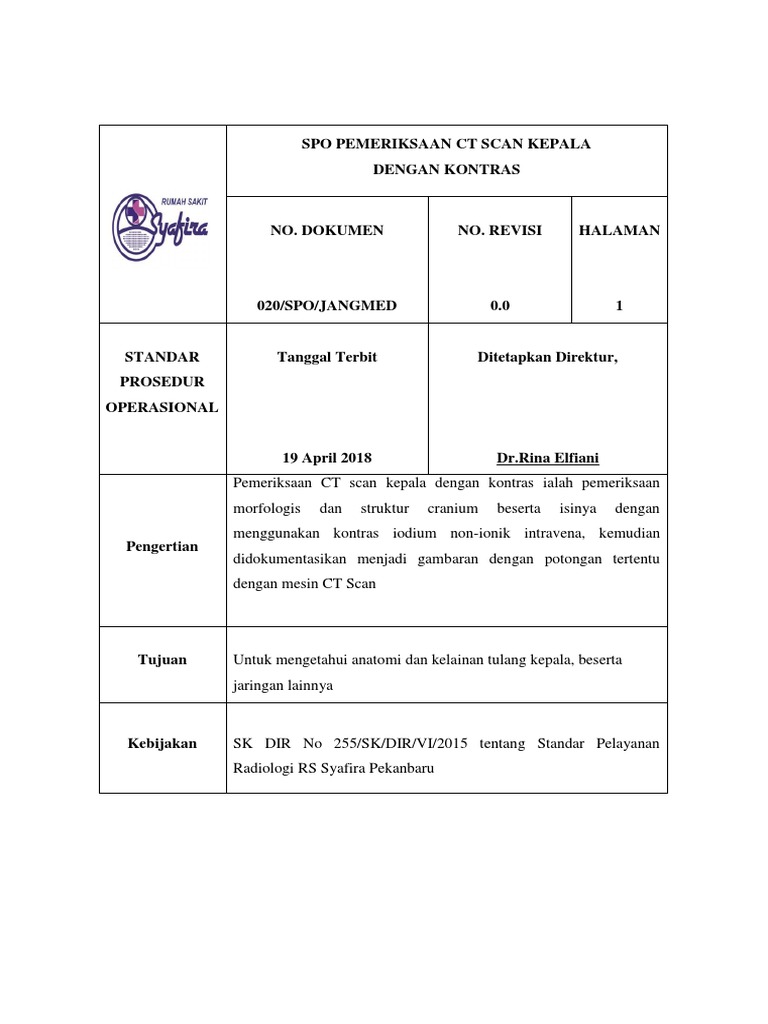 Prosedur CT Scan Kepala dengan Kontras | PDF