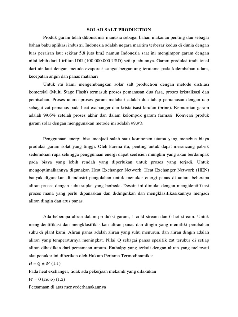 Solar Salt Production Optimization | PDF
