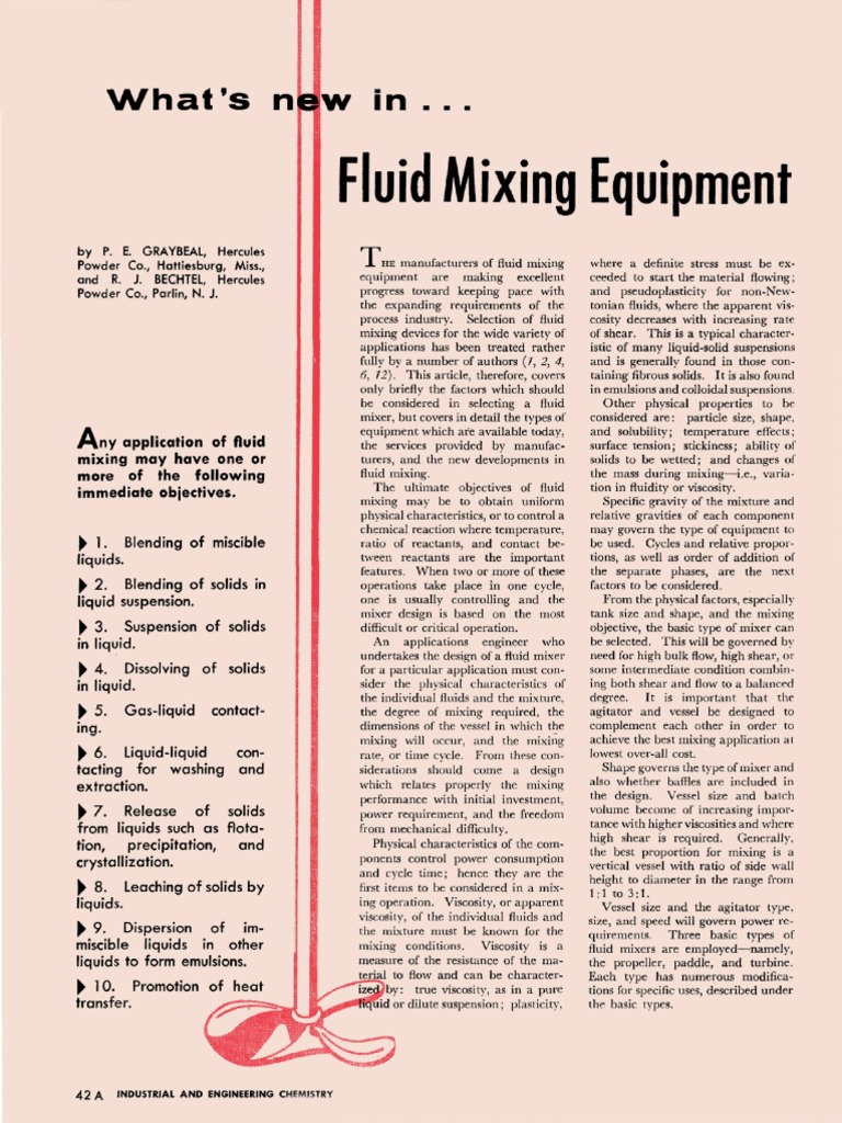 Fluid Mixing Equipment: What's New in - . | PDF | Liquids | Chemistry