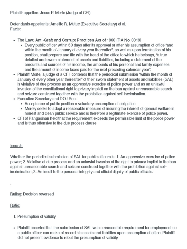The Law: Anti-Graft and Corrupt Practices Act of 1960 (RA No. 3019 ...
