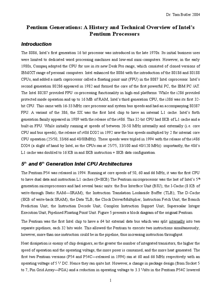 Pentium Generations 2004 | PDF | Cpu Cache | Central Processing Unit