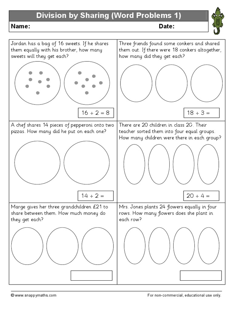 Division by Sharing (Word Problems 1) | PDF | Nature