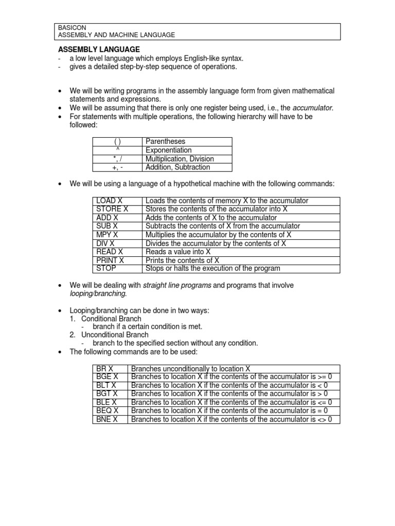 Assembly And Machine Language Assembly Language C Programming