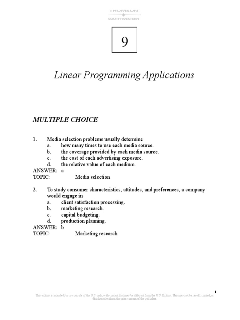 Chapter 9 MCQ | PDF | Mathematical Optimization | Inventory