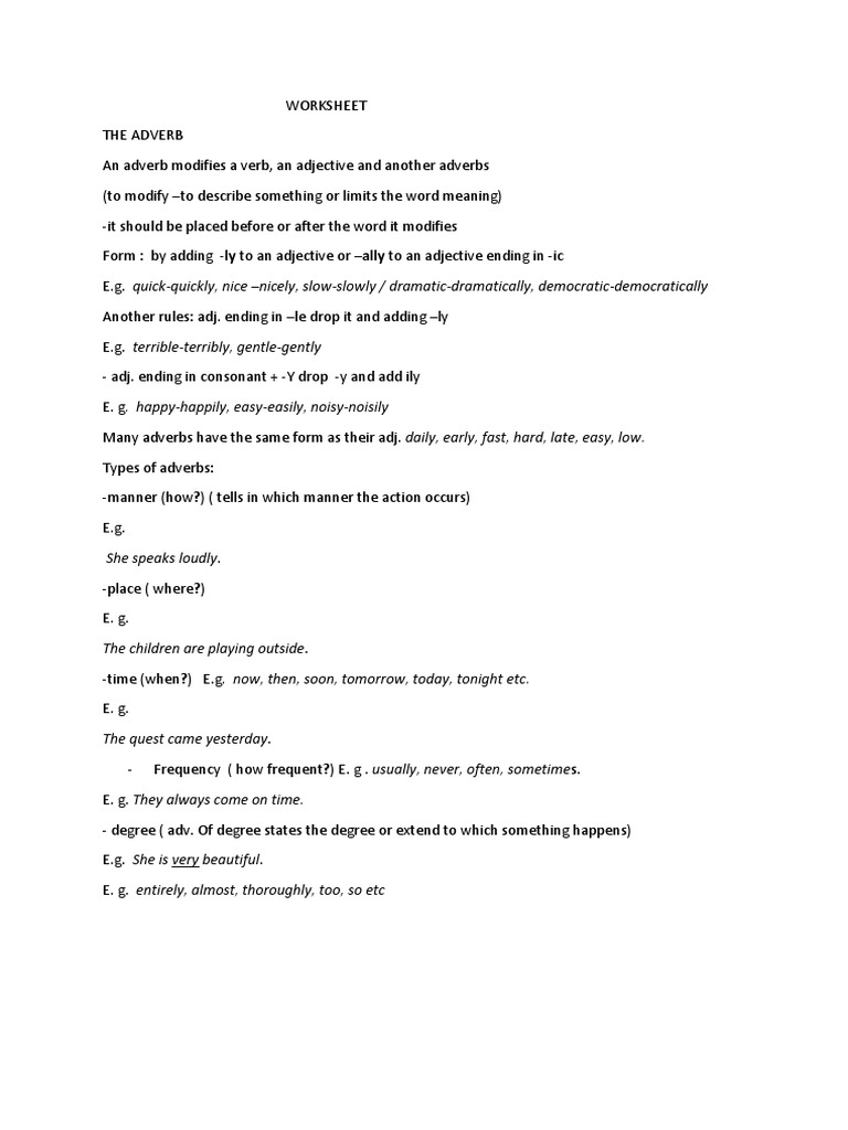 Adverbs: A Quick Guide for Learners | PDF | Language Arts & Discipline