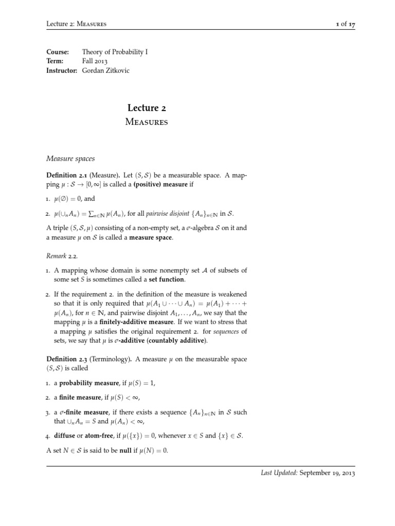 Measures: Measure Spaces | PDF | Measure (Mathematics) | Measure Theory