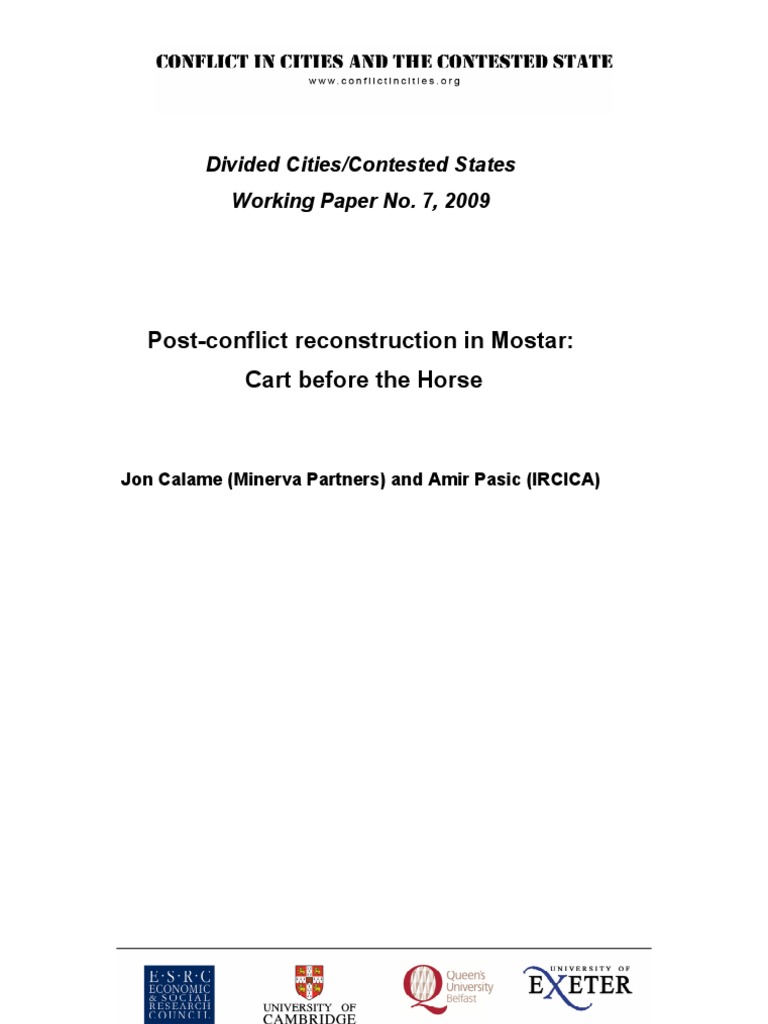 Post-Conflict Reconstruction in Mostar: Cart Before The Horse | PDF ...