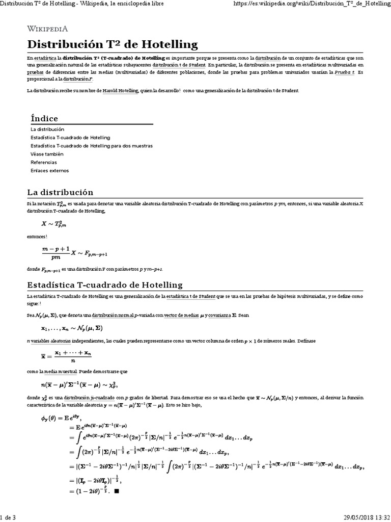 Distribución T de Hotelling | PDF | Probabilidad | Teoría de probabilidad