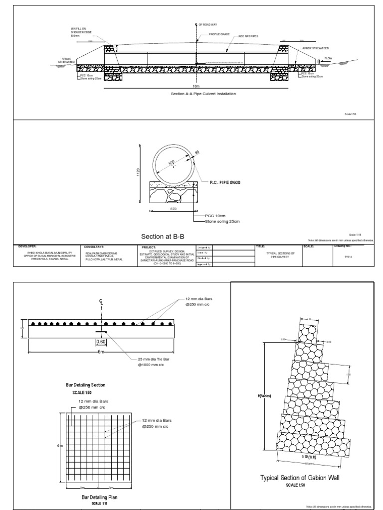 Typical Drawing of Pipe Culvert | PDF