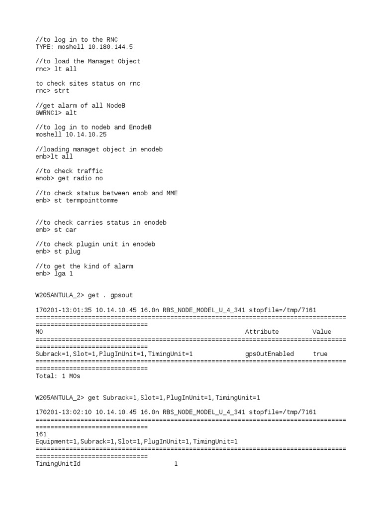 Moshell Command Instructions | PDF | Areas Of Computer Science | Telecommunications