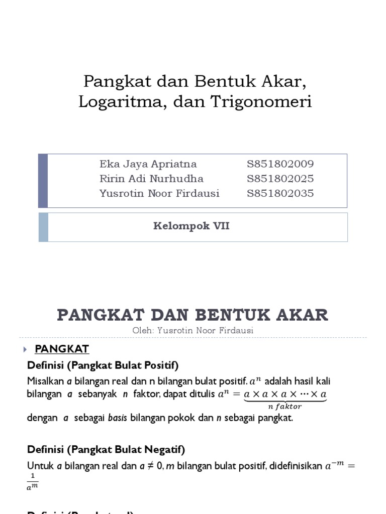 Pangkat Dan Bentuk Akar | PDF