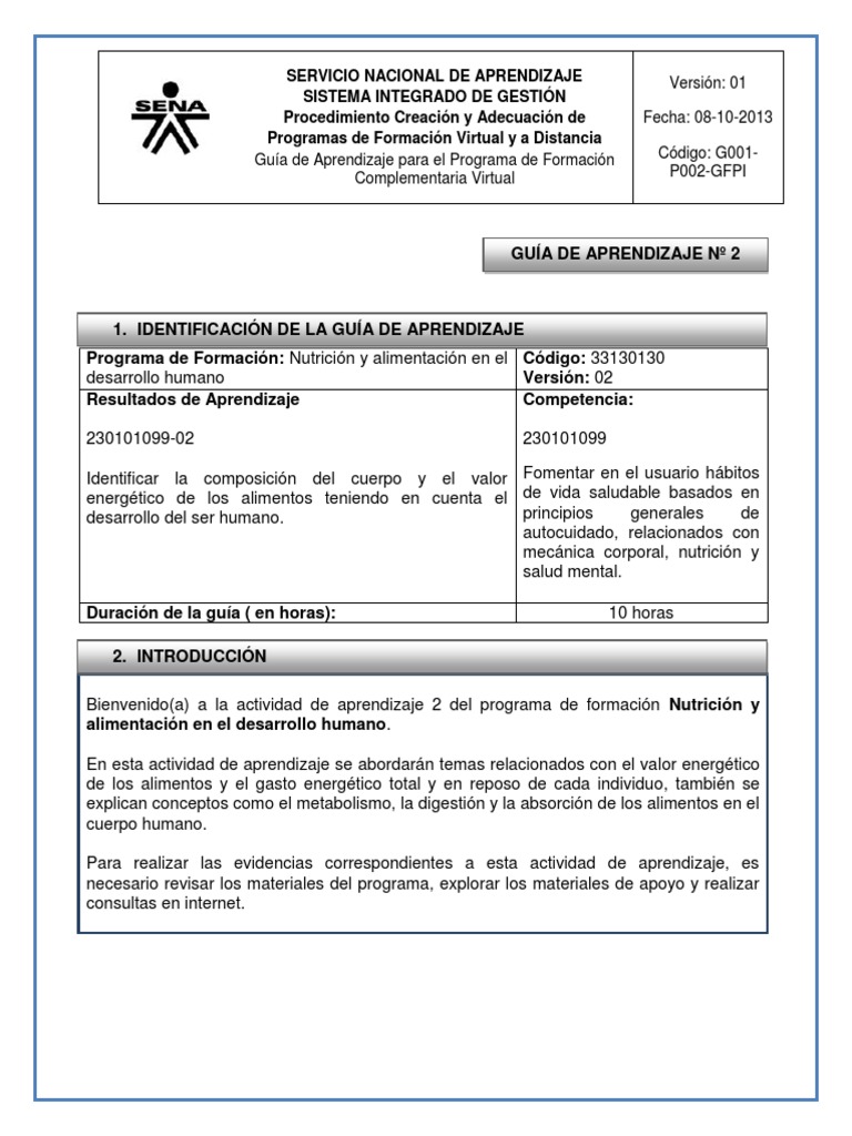 Guia de Aprendizaje 2 | PDF | Digestión | Alimentos