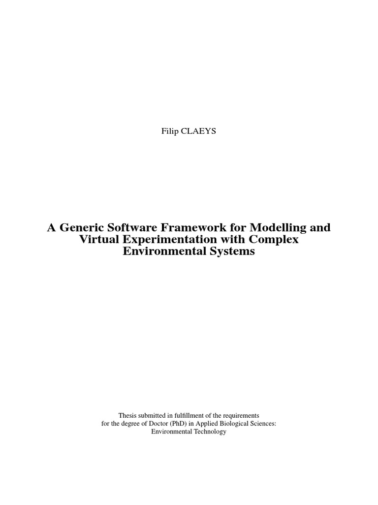 A Generic Software Framework For Modelling and Virtual Experimentation ...
