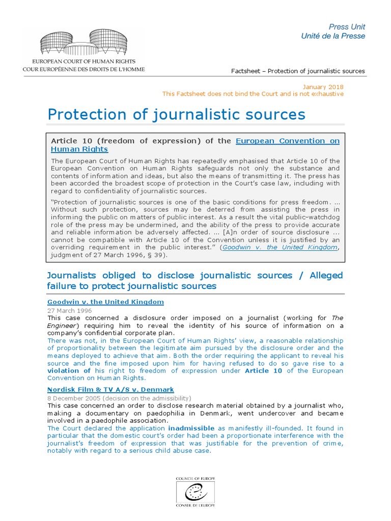 FS Journalistic Sources ENG | PDF | Search And Seizure | Journalism