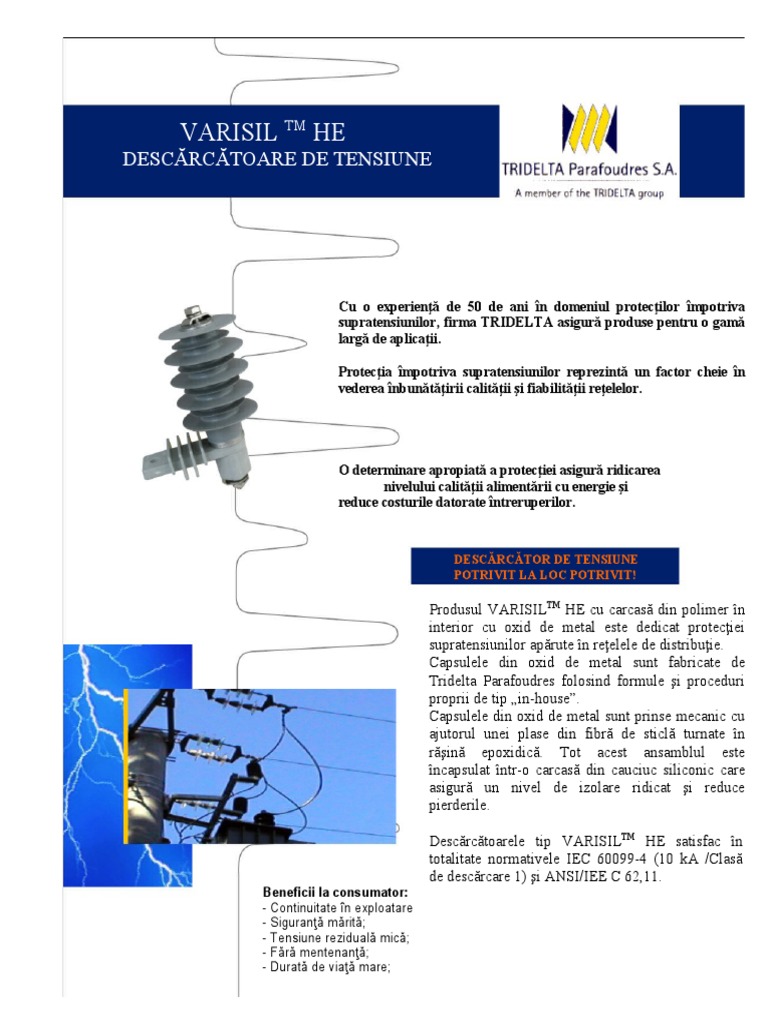 6 2 1 Descarcatoare de Tensiune Pentru MT Tip VARISIL HE | PDF
