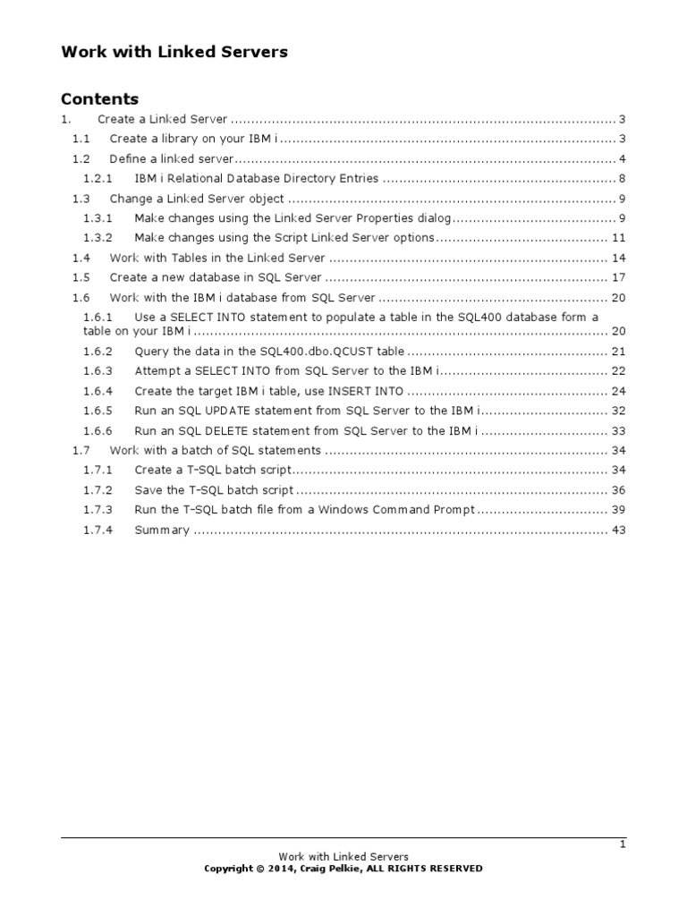 Work With Linked Servers | PDF | Microsoft Sql Server | Sql