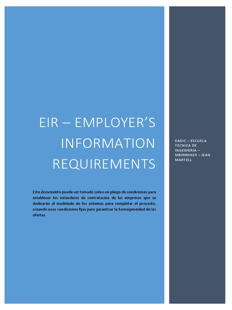 Eir - Employer S Information Requirements - Bim | PDF | Building ...