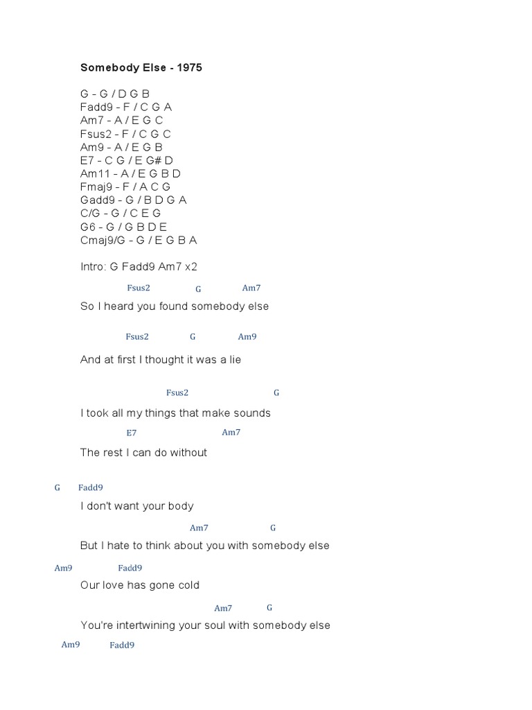 Somebody Else Chords | PDF | Recorded Music