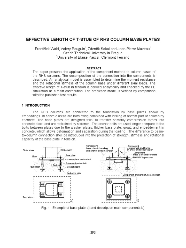Effective Length of T-Stub of Rhs Column Base Plates | PDF | Bending ...