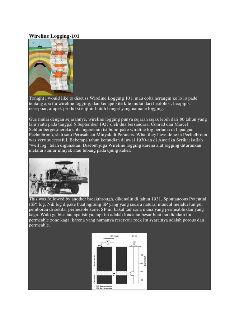 Pengenalan Wireline Logging 101 | PDF