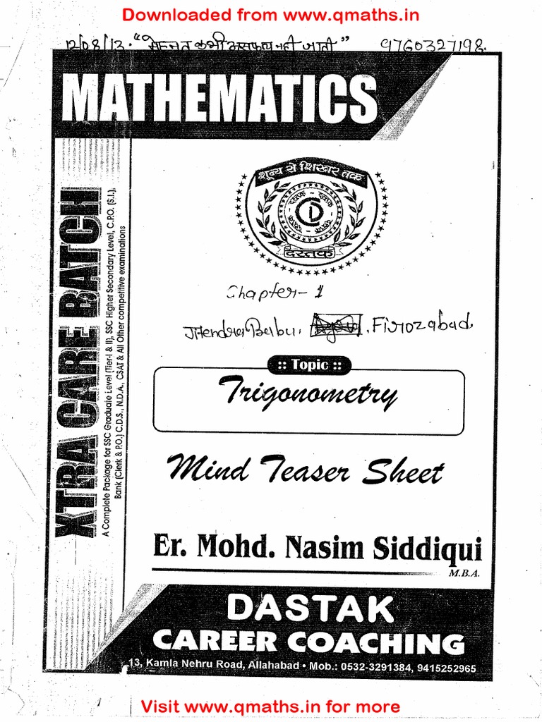 Math - Notes - SSC (WWW - Qmaths.in) PDF | PDF | Home & Garden