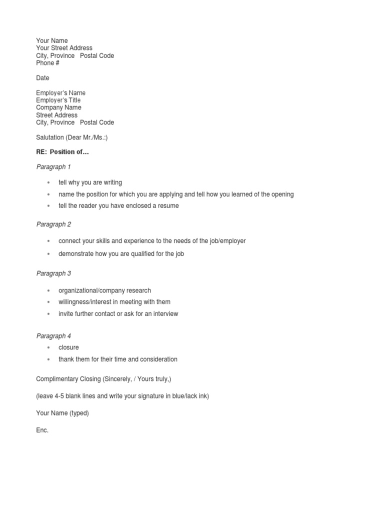 Cover Letter Format | PDF