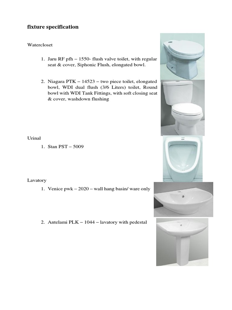 Specs & Pic Fixtures | PDF
