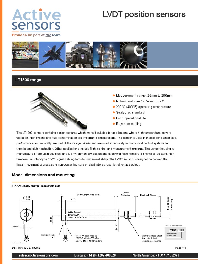 LVDT Position Sensors | PDF | Sensor | Manufactured Goods