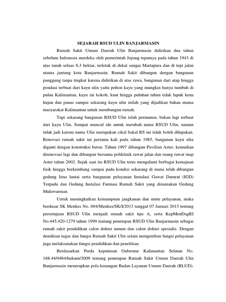 Sejarah Rsud Ulin New | PDF
