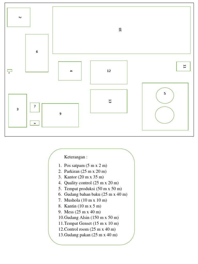 Layout Pabrik Pakan Ternak dan Gudang | PDF