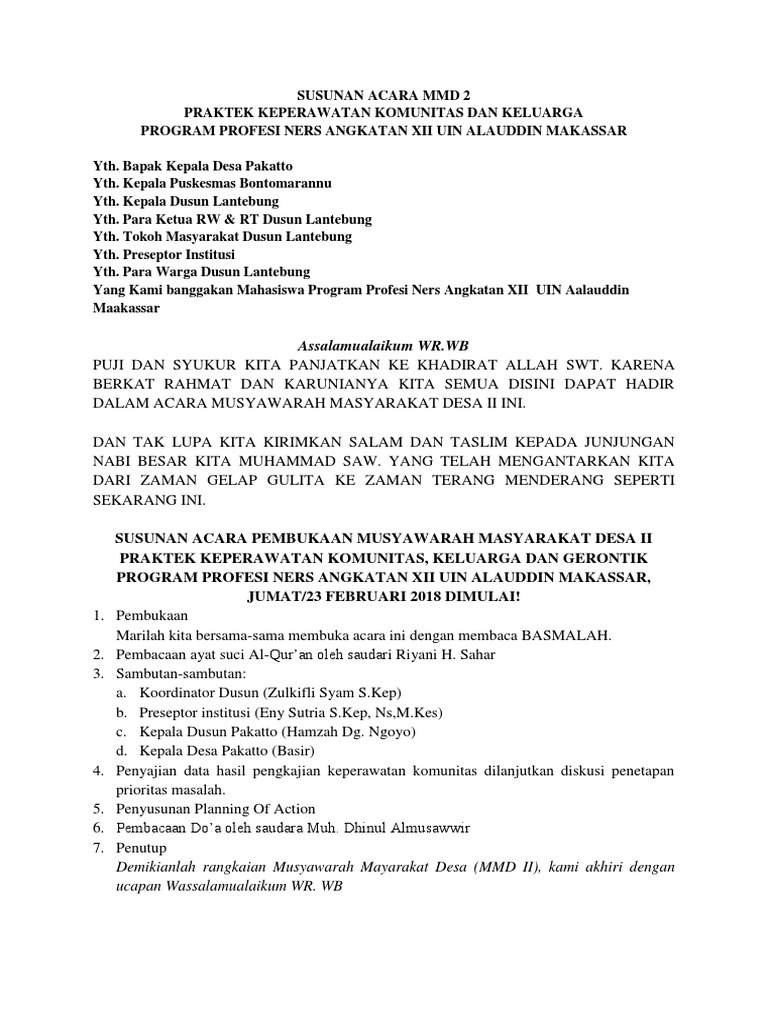 Susunan Acara | PDF | Sains & Matematika