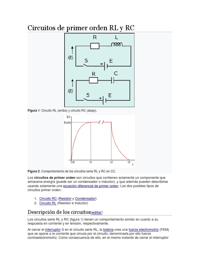 Circuitos de Primer Orden RL y RC | PDF | Inductor | Condensador