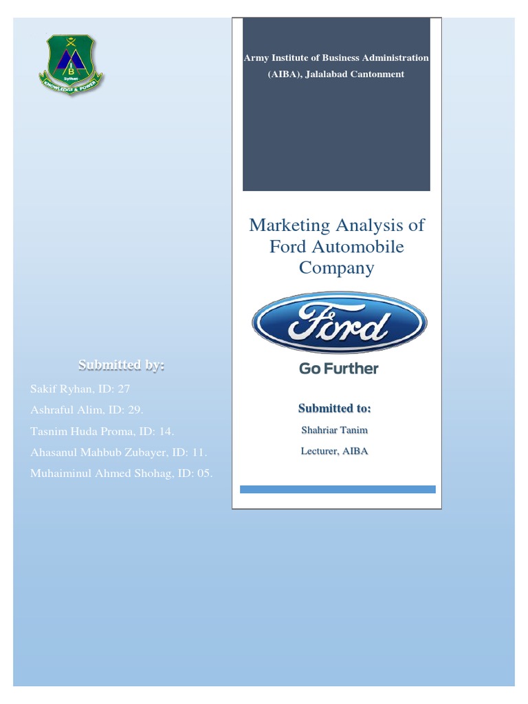 Marketing Analysis of Ford Automobile Company: A Report on SWOT ...