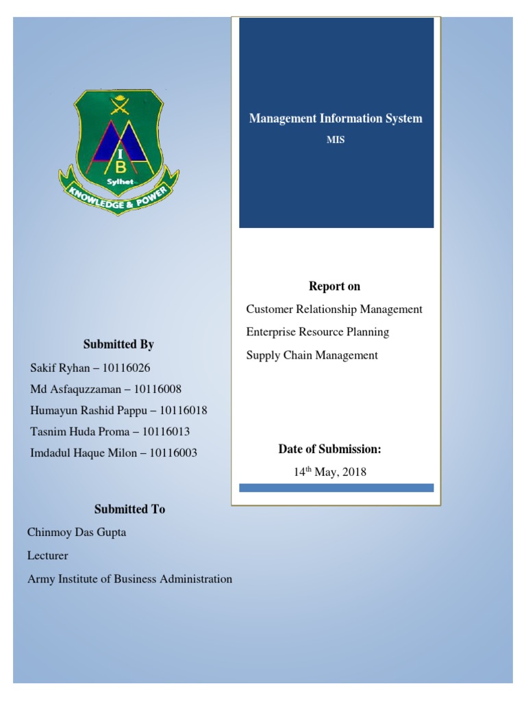Management Information System: Report On | Download Free PDF | Supply ...