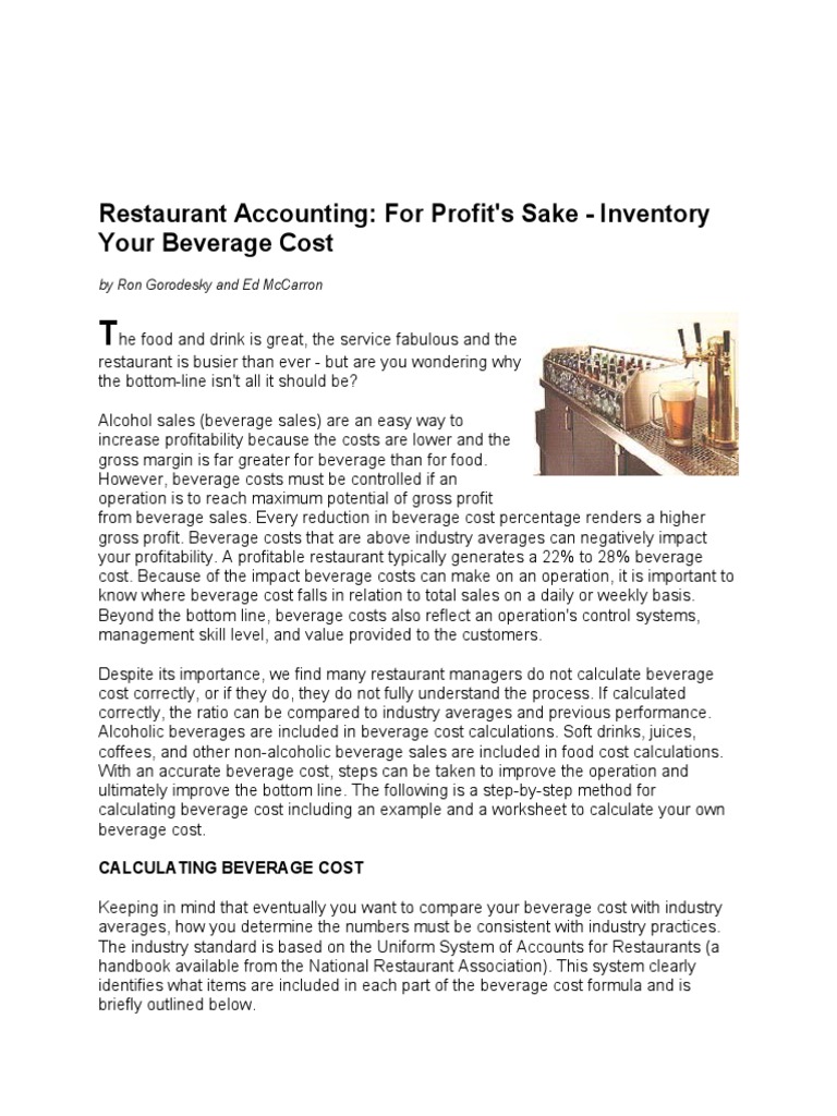 Calculating Beverage Cost for Profitability | PDF | Drink | Valuation ...