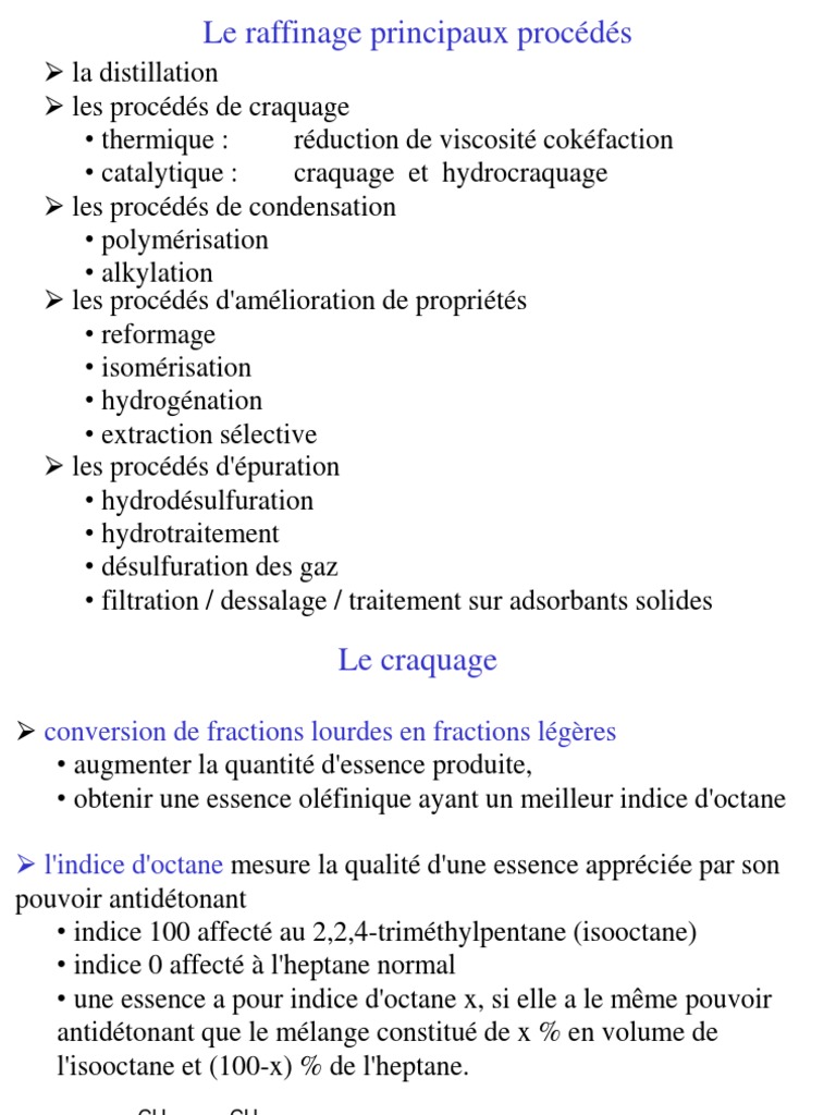 Le Raffinage Principaux Procédés | PDF | Catalyse | Pétrole