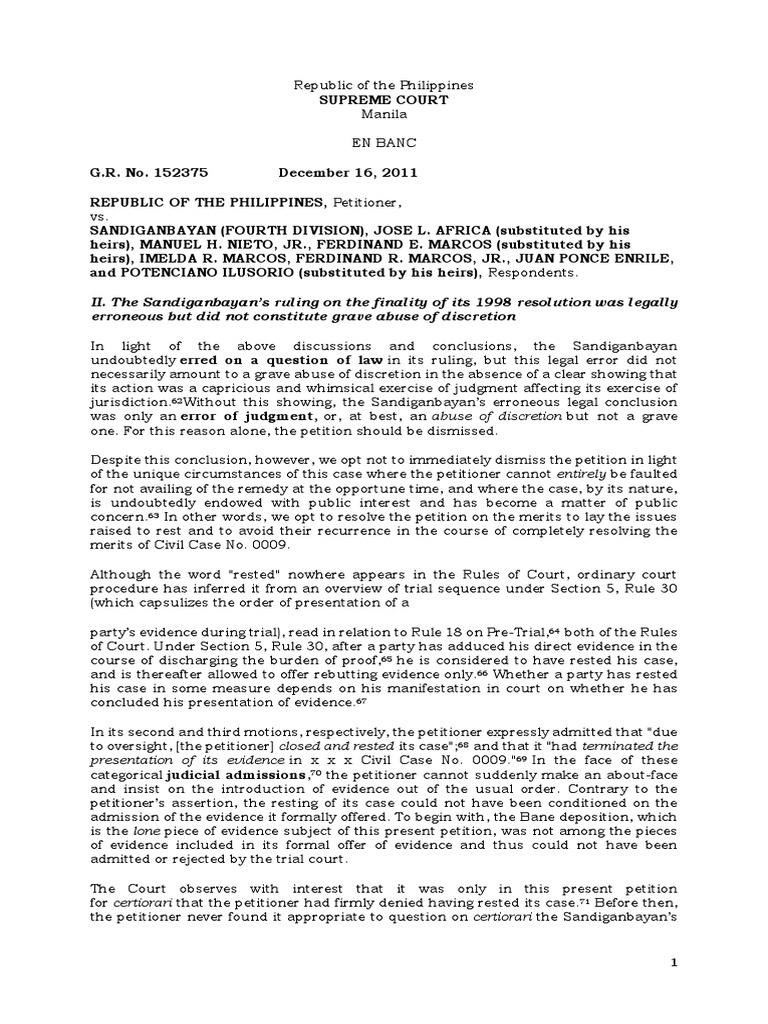 Sandiganbayan Ruling on Evidence Admission | PDF | Deposition (Law ...