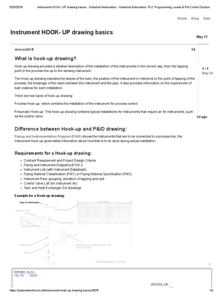 Instrument HOOK - UP Drawing Basics - Industrial Automation ...