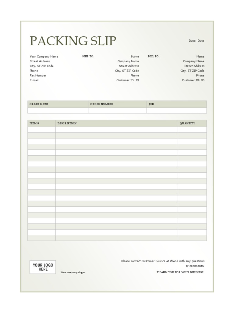 Packing Slip: Ship To: Bill To | PDF