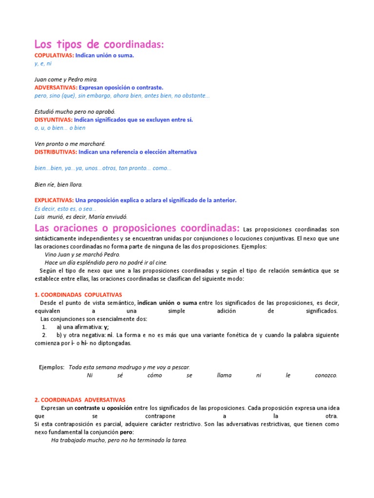 Los Tipos de Coordinadas | PDF | Estilo (ficción) | Lingüística