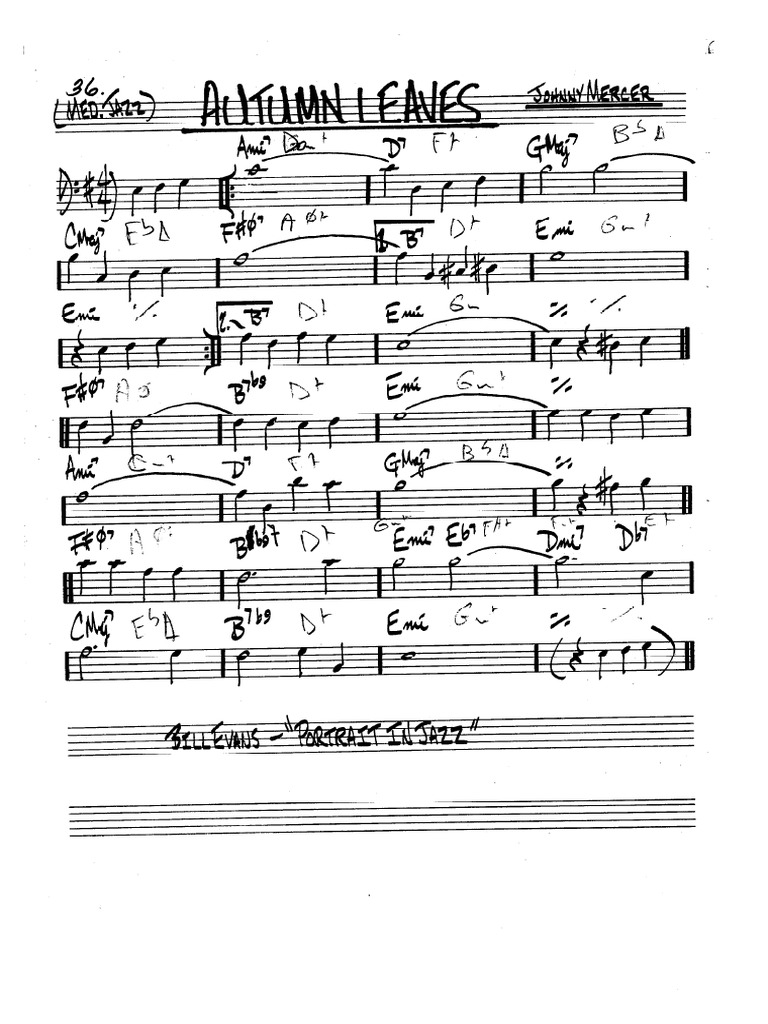 Autumn Leaves Bass Clef